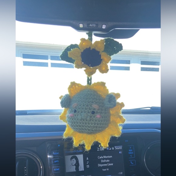 Accessories | Handmade Crochet Sunflower Shrek Car Mirror Hanger | Poshmark
